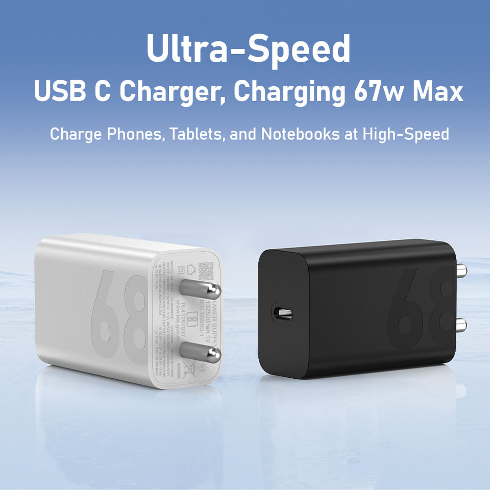68W USB-C GaN Fast Charge Wall Charger Adapter PD 3.0 for Motorola Edge & Moto Stylus Devices ...