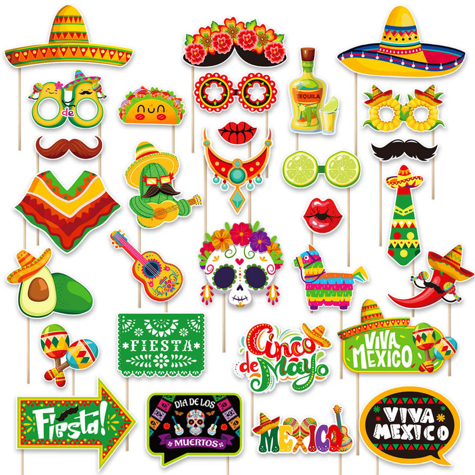 Mexican Carnival Photo Booth Decorations - Festive Latin American Party ...
