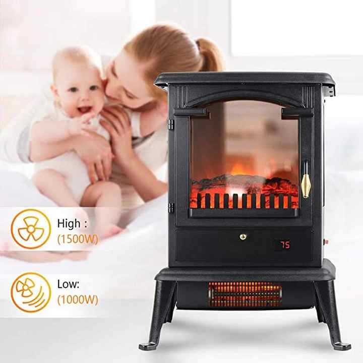Oscillating Infrared Quartz Fireplace Space Heater & Humidifier