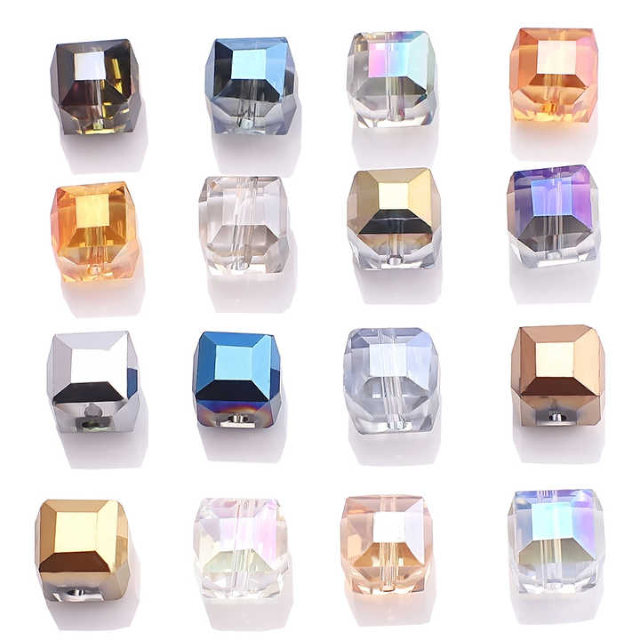 Zhubi 10mm Faceted Crystal Cube Square Glass Beads for Women Charms DIY ...