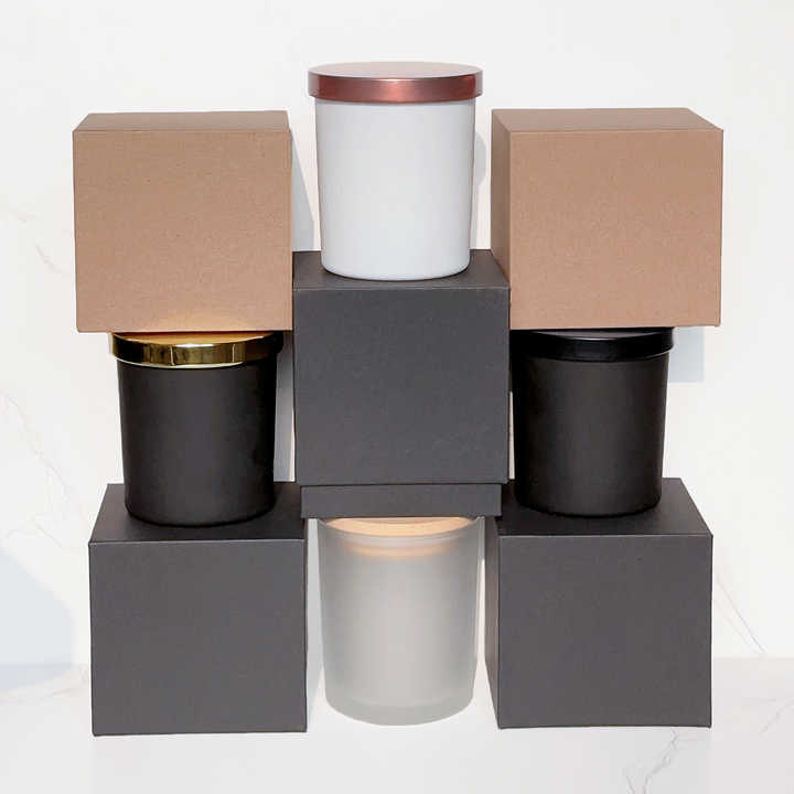 Luxury 8oz 10oz 14oz Matte Black White Clear Glass Candle Jars Box Safe ...