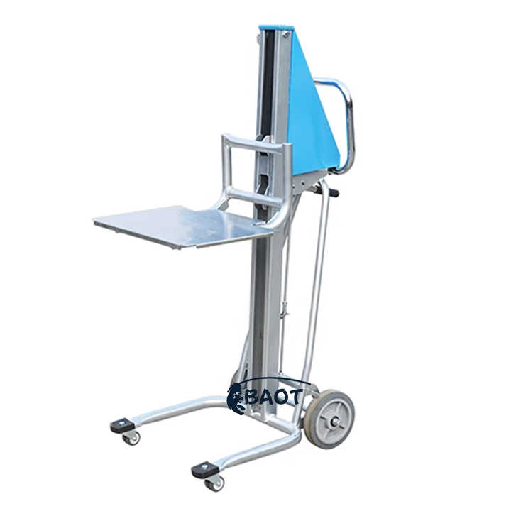 Portable loading and unloading truck mini hand forklift trolley stacker ...