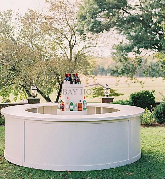 Modern Round Wedding Bar Counter White Painted Wooden Circular Wedding ...