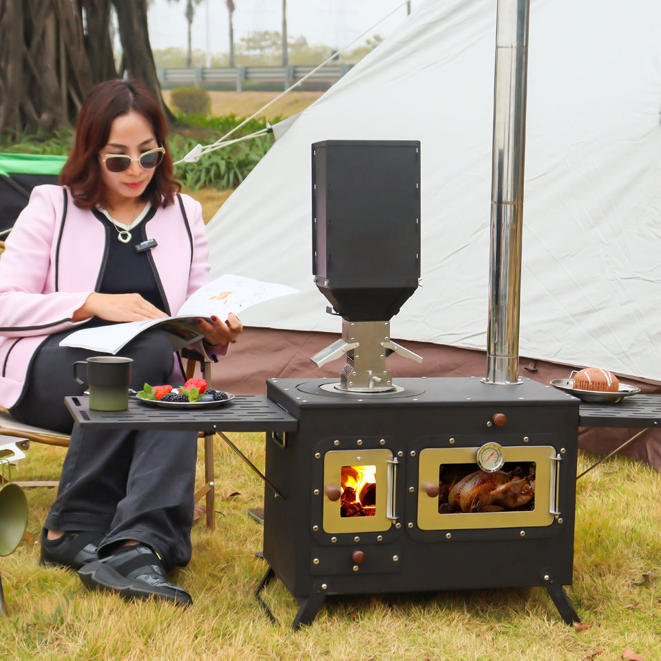 23kw Foldable Wood Stove with Oven for Camping - Cookmate