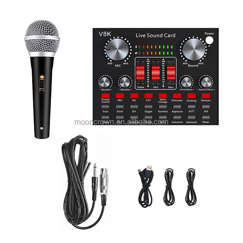 V8 PRO Mixer Wired Dynamic Microphone Podcast Kit for Karaoke