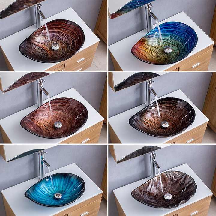 Rainbow Design Glass Hand Wash Basin - Modern & Durable