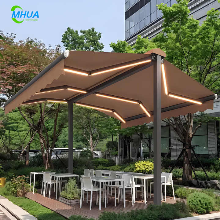 Modern Double Sided Free Standing Retractable Balcony Awning Aluminum ...