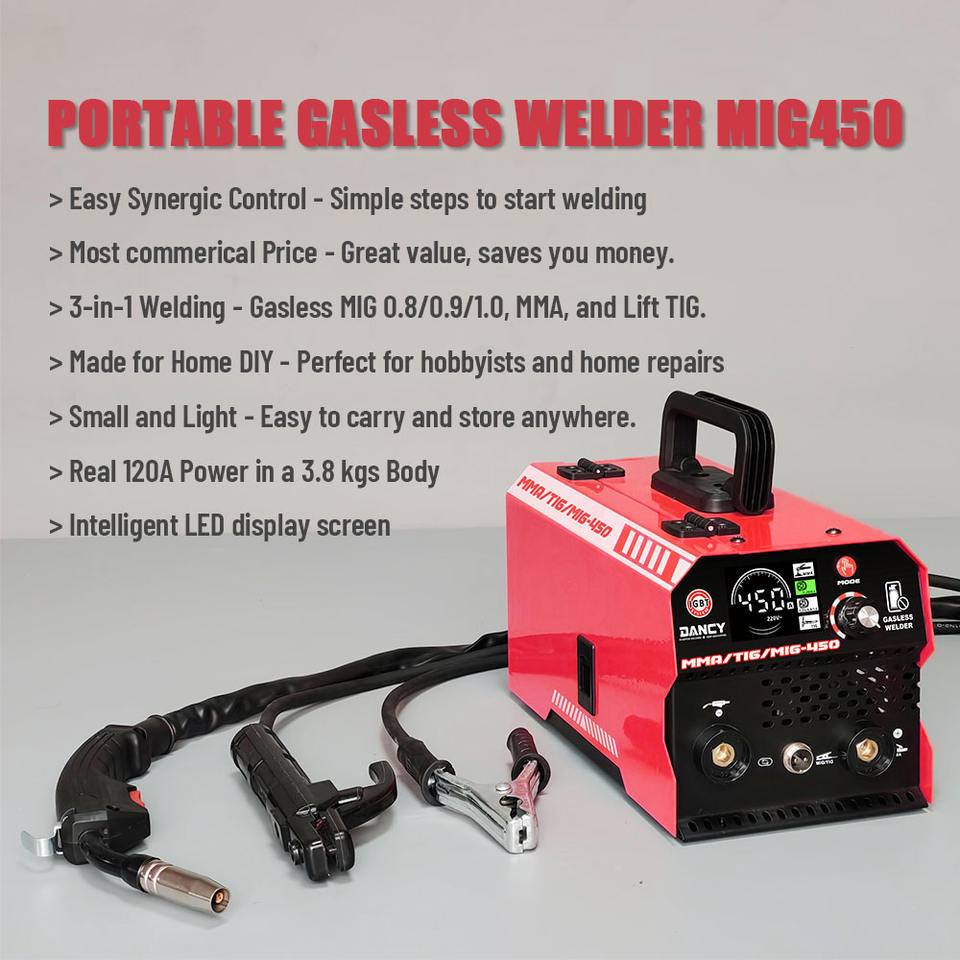 Beginner Welder Kit MIG-450 3-in-1 Multifunction Flux MIG/MMA/TIG ...