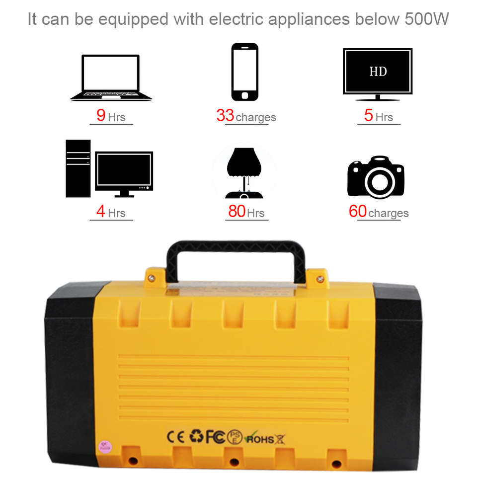 Portable Power Stion 12V 500W UPS Solar Backup Power Battery Inverter ...
