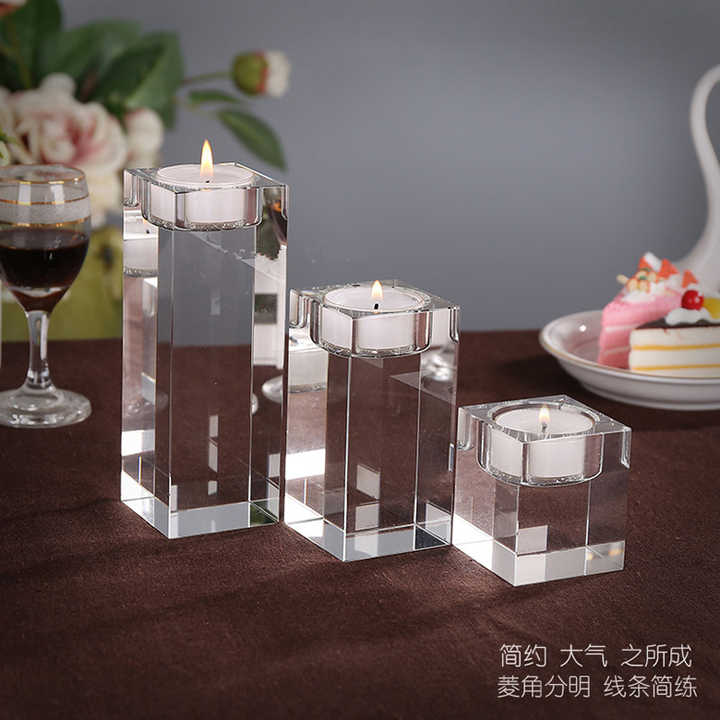 Dining Table Solid Crystal Candlestick - Transparent Holders