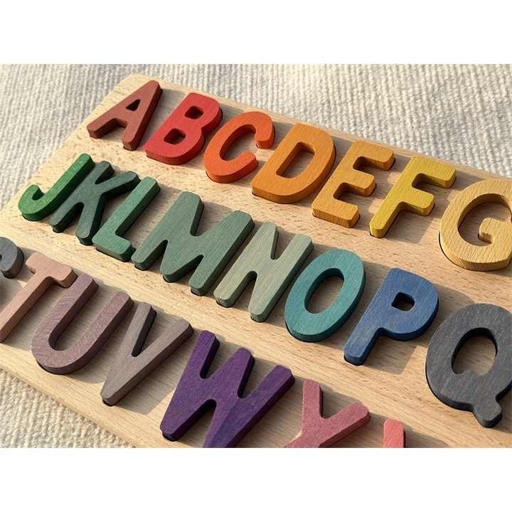 Rainbow Alphabet Puzzle - Educational Wooden Toys for Kids