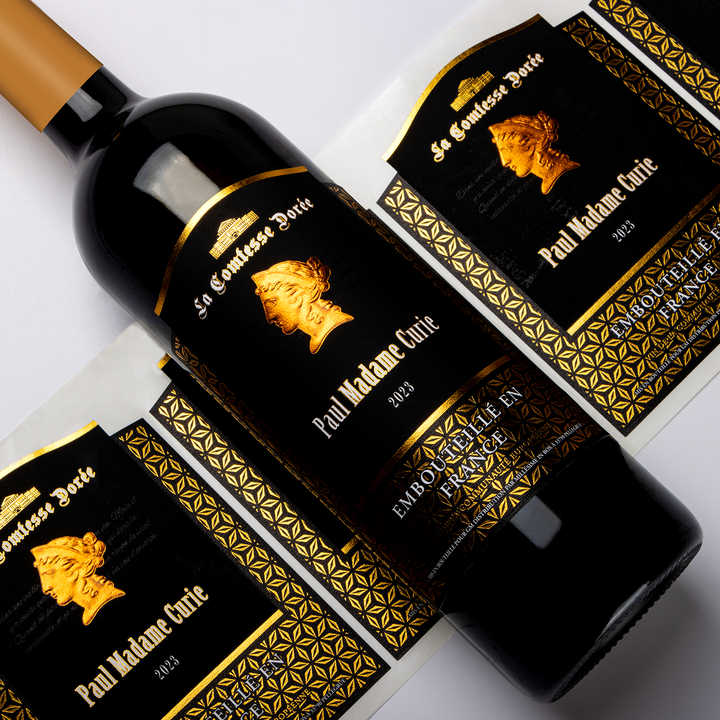 Eco Friendly Texture Art Paper Wine Label Custom Embossed Gold Foil ...
