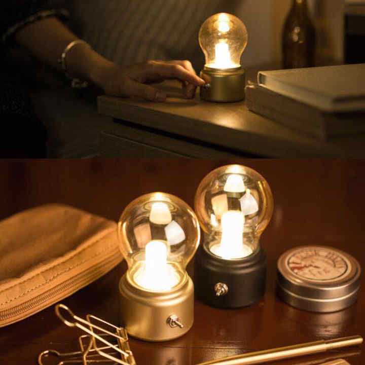 Vintage LED Bulb Night Light Retro USB 5V Rechargeable Battery Mood ...