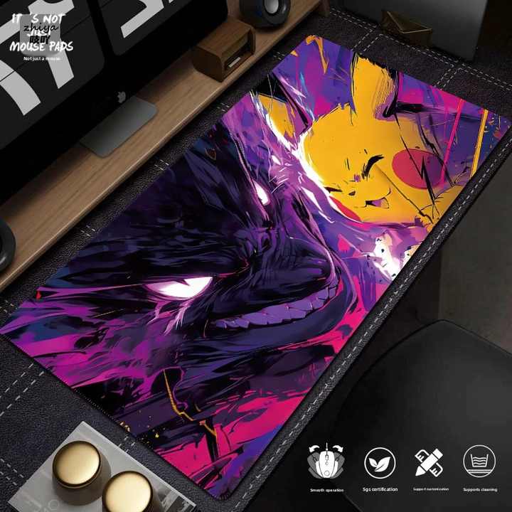 2026 Anime Custom Gengar Mouse Pad Leather Boys Game Computer Keyboard ...