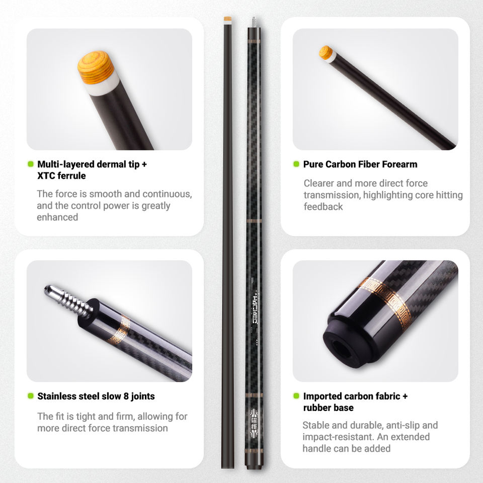 11.8/12.5mm Tip Carbon Pool Cue Stick | the New Explosive Models Carbon ...