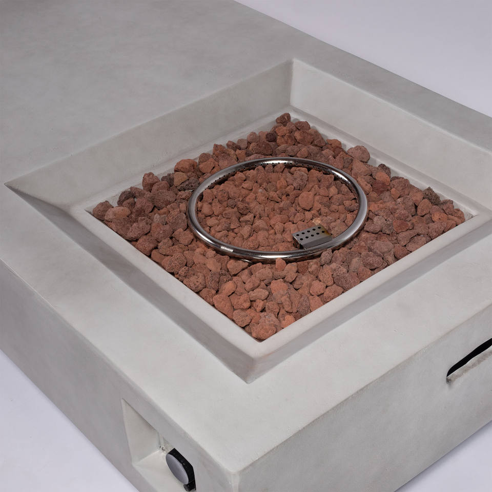 60" Propane Gas Fire Pit Table, 50000 BTU Rectangular Concrete Fire Pit ...