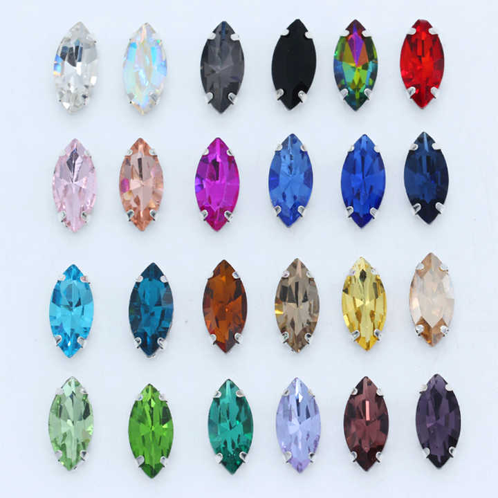 Navette four-corner claw flat back rhinestone hand sewn crystal DIY ...