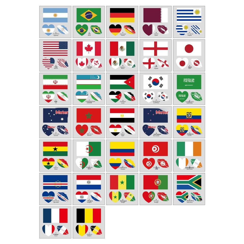 2026 New US-Canada-Mexico for Flag Tattoo Stickers Football Games Water ...