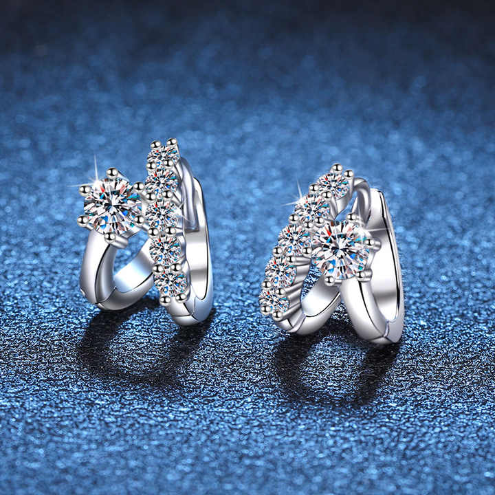 S925 Pure Silver Luxury Asymmetric High-End Fashion Jewelry Moissanite ...