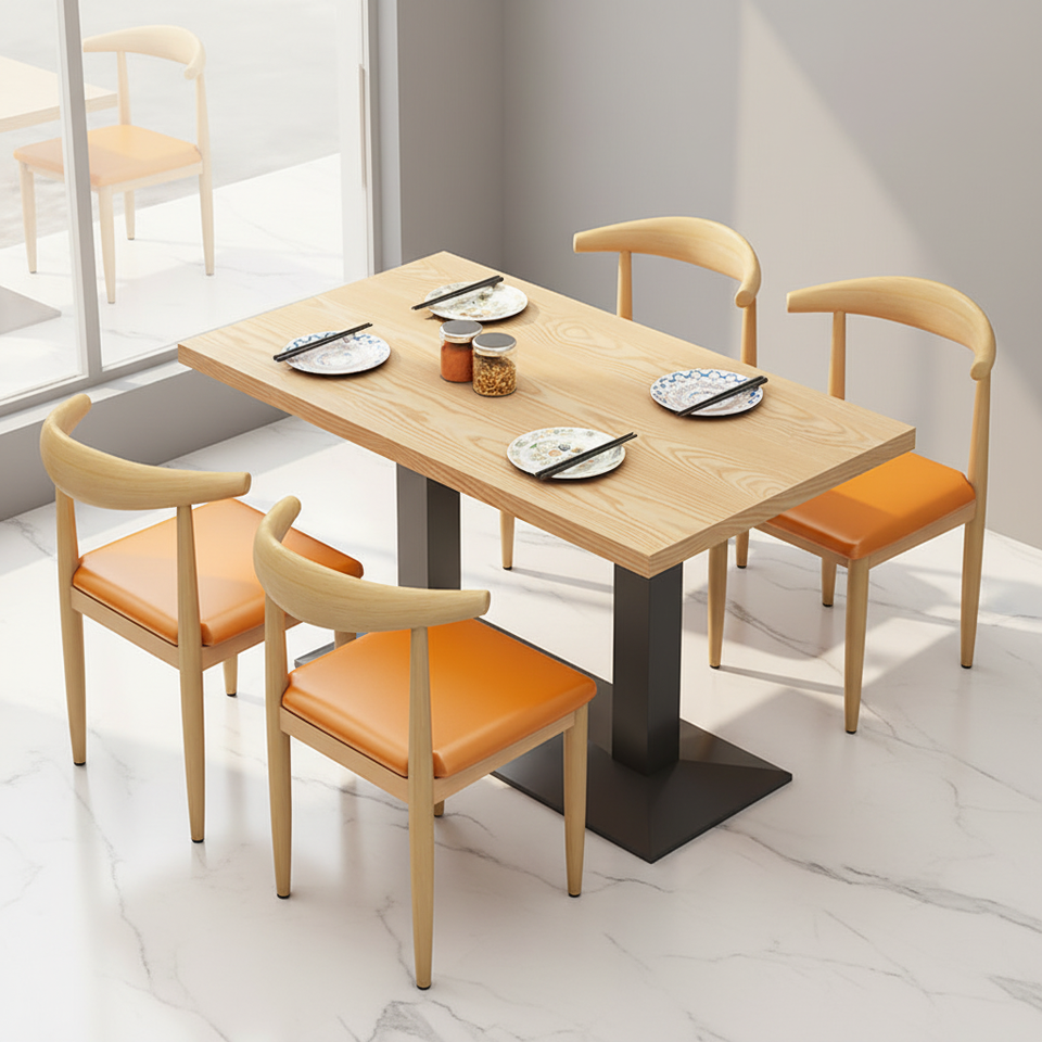 Modern Classic Comfortable Dining Table Set Wood Effect Top for Coffee ...