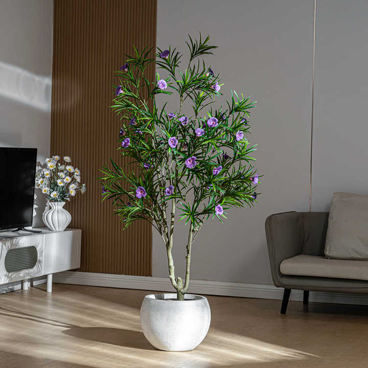 Artificial High Simulation Nerium Oleander Bonsai Tree Plastic Potted ...