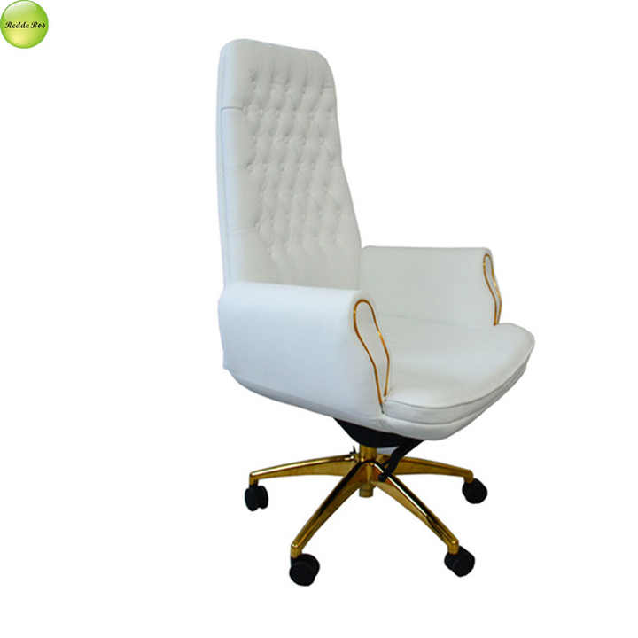Modern Luxury High Back White Button Leather Office Chair 9005