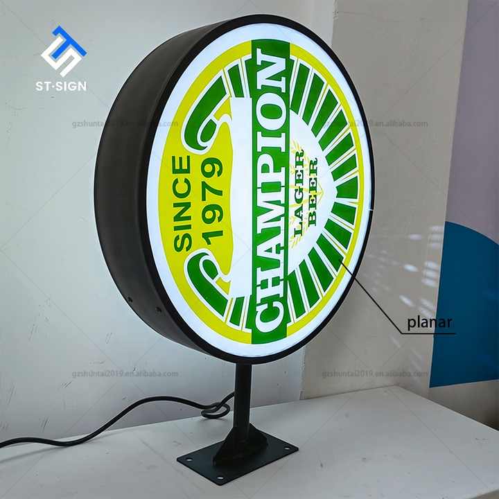 Custom Wall Side Hanging Board Circle Mounted Signboard Two Sides Led ...