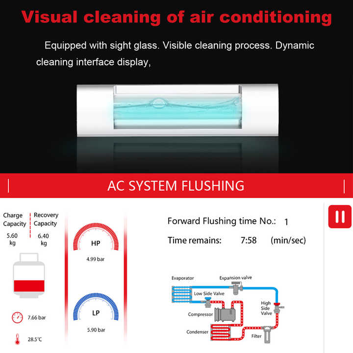 X568 Metal Automotive AC Flush Machine - R134a Recovery