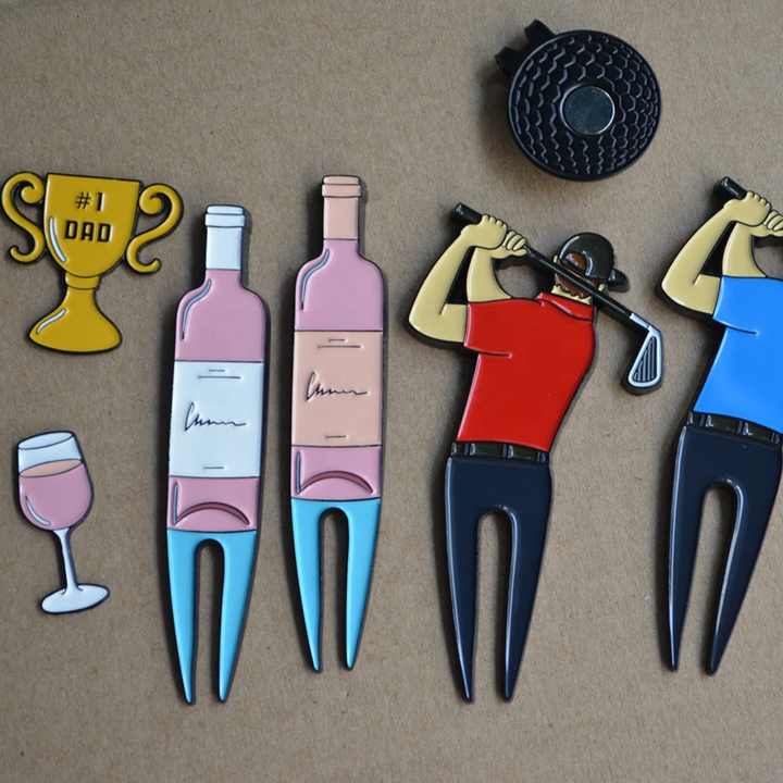 Cheap Blank Iron Gold Plating Custom Golf Divot Tool Simple Dyed Black ...