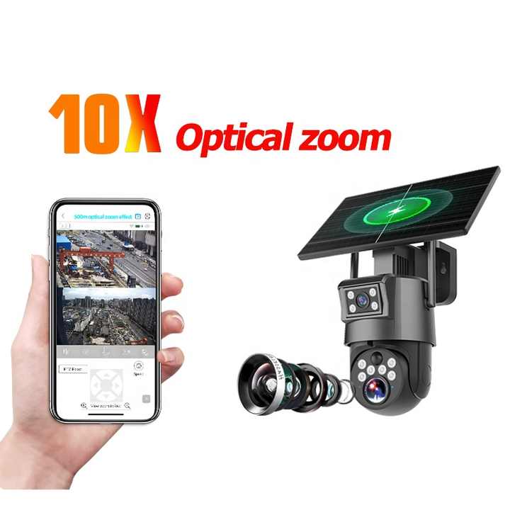 Ubox 10x Optical Zoom Dual Lens Solar Security Camera with Night Vision ...