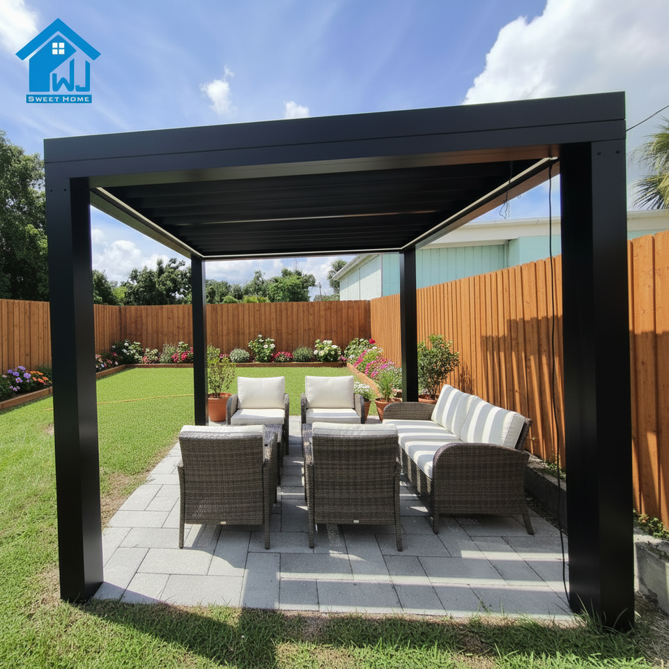 Sweet Home Aluminum Pergola Motorized Louver Roof Backyard Pergola ...