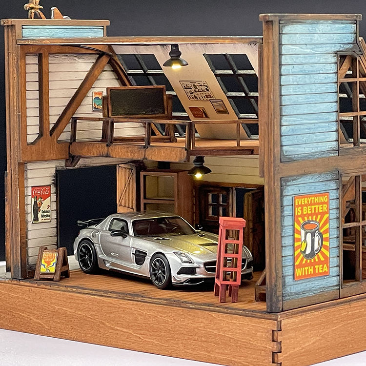 Creative Hand-assembled Garage Diorama 1/64 Pure Miniature Personality ...