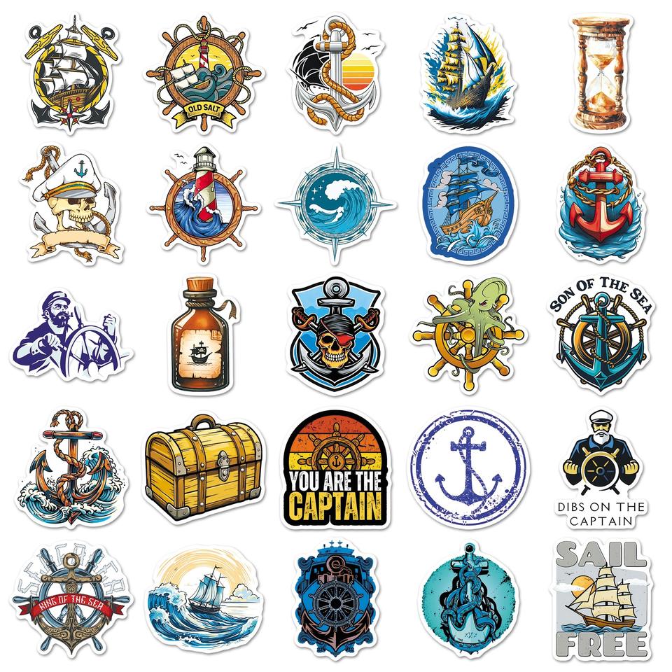 50Pcs Cartoon Navigation Adventure Graffiti Stickers for Luggage Decor ...