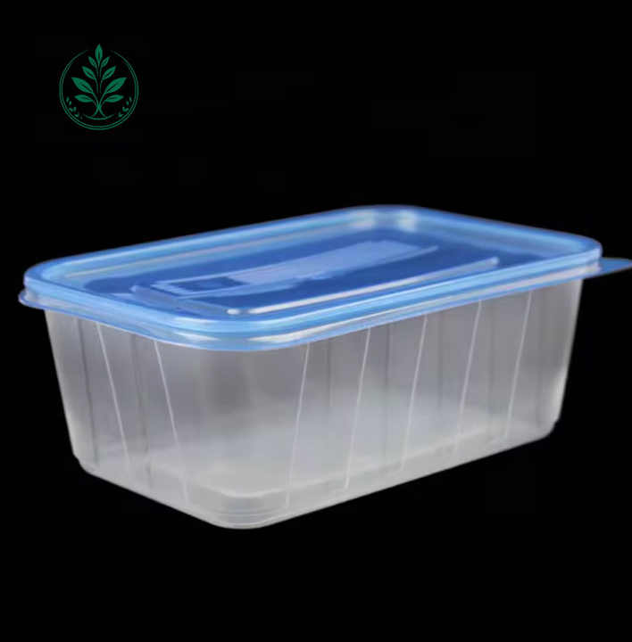 Transparent Square Box Biue Cover 700ml Disposable Takeaway Thickened ...