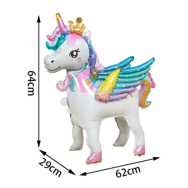 Large Standing Cartoon Unicorn Foil Balloons Happy Birthday Wedding ...