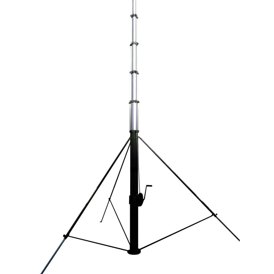 Mástil telescópico de 12m con elevación manual, aluminio 6063/T5