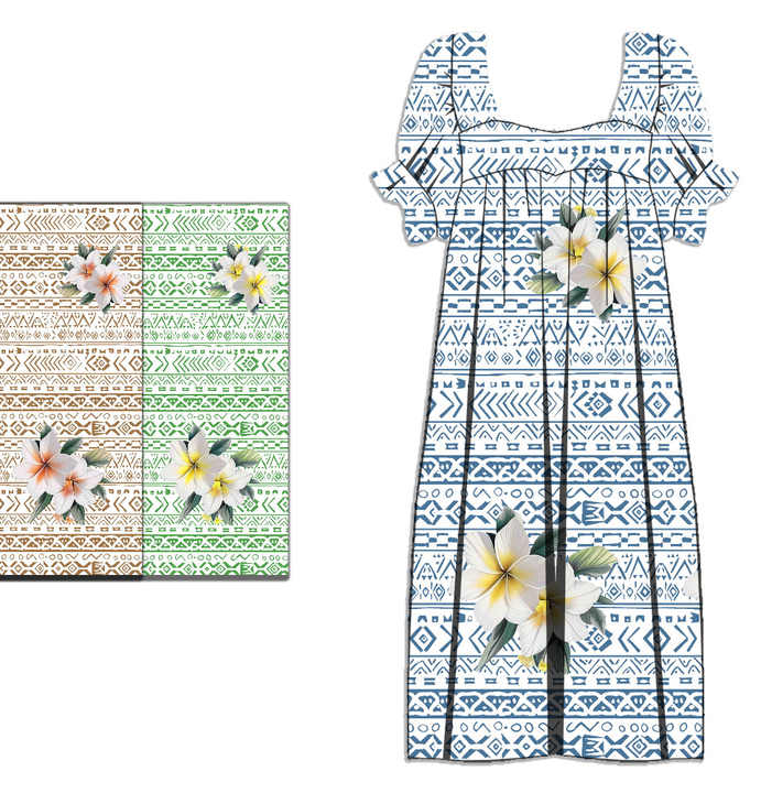 Tribal Tropical Hawaiian Design Lava-lavas Chuuk Custom Digital Print ...