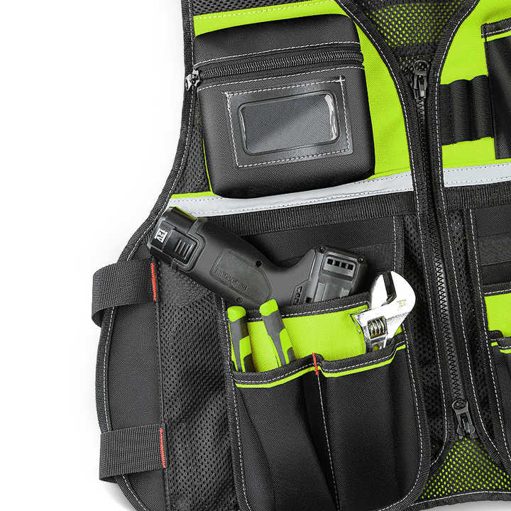 Tool Vest with Multi-Pockets and Zipper Heavy Duty Workwear