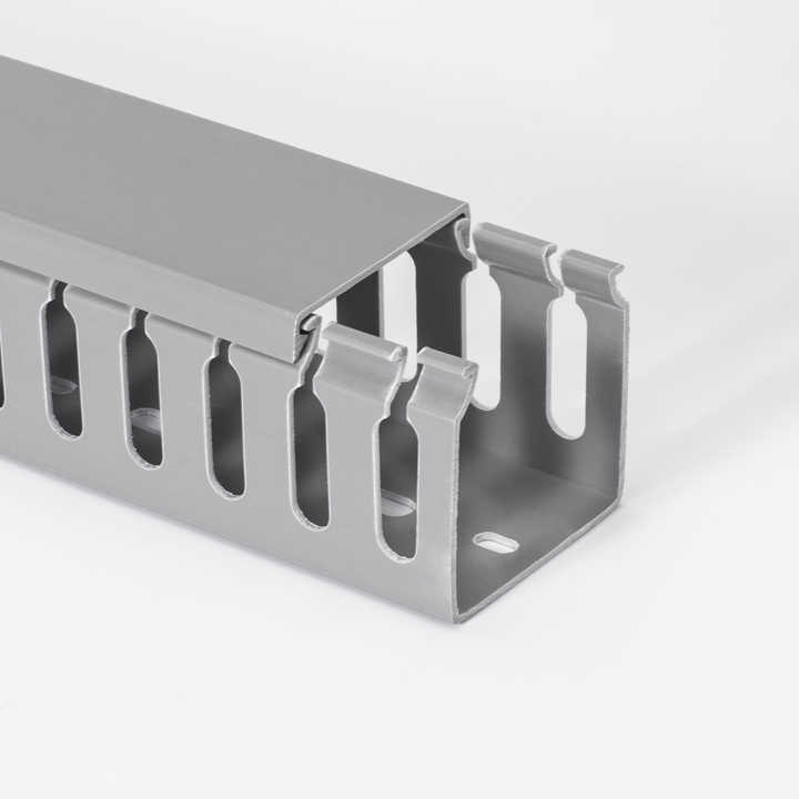 Grey Pvc Slotted Cable Management Tray Cover For Wiring Duct Oem