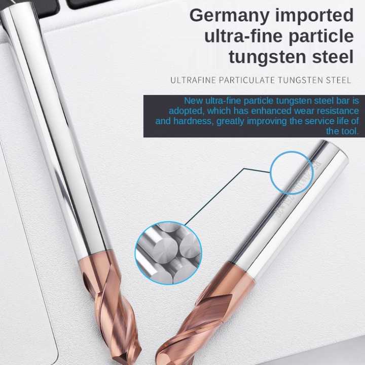 HANDERK OEM 2Flute Ball Nose End Mill HRC55 TiSIN Coated Carbide Tool for Steel Machining ...