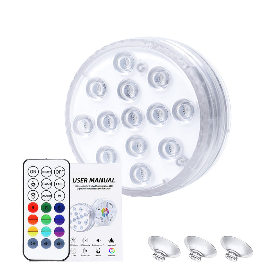 Underwater Swimming Pool Light Waterproof RGB Battery Powered ...