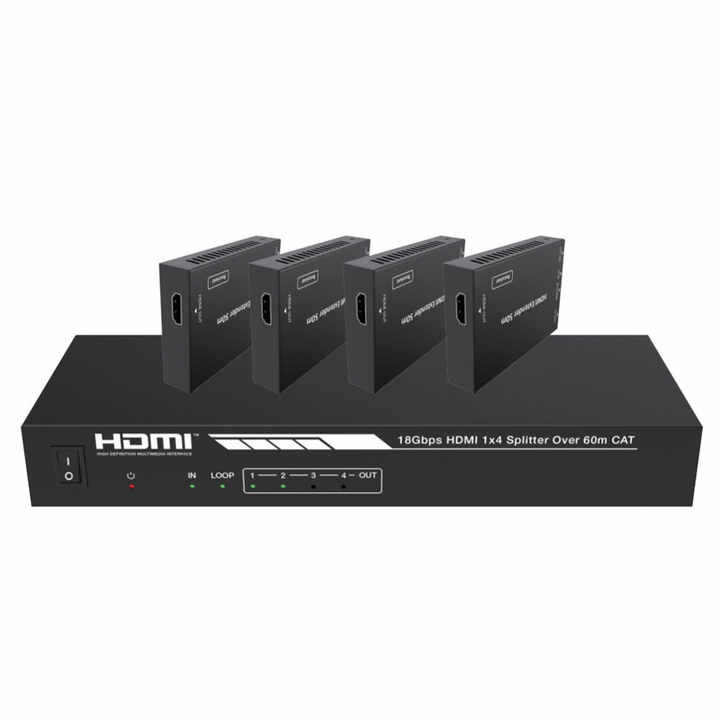 4K 60hz HDMI Extender Splitter over Ethernet 1x4 - Pinwei