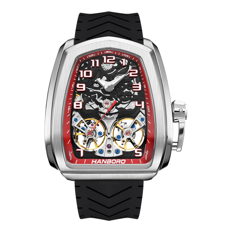 Hanboro Luxury Skeleton High Quality Ribbon Men's Automatic Mechanical ...