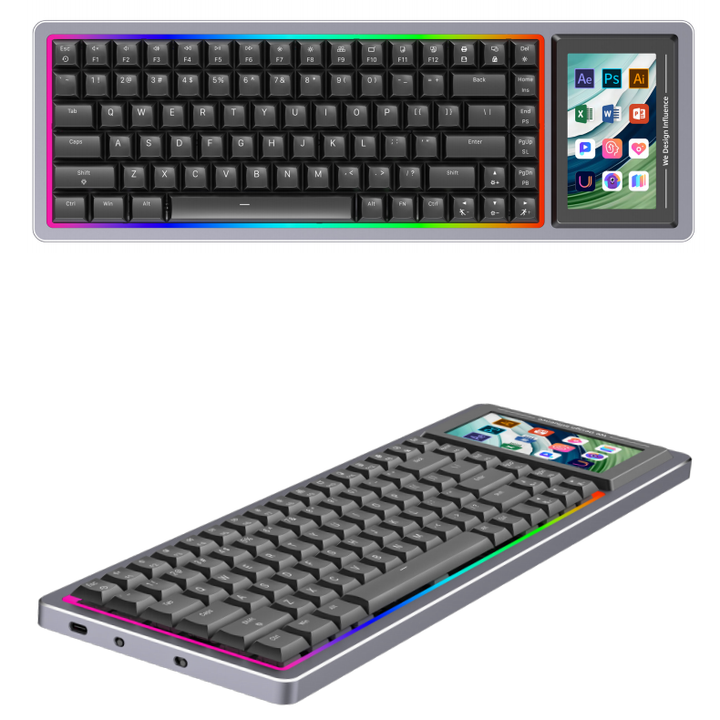 COUSO Programmable Mechanical Keyboard with Screen Wireless RGB