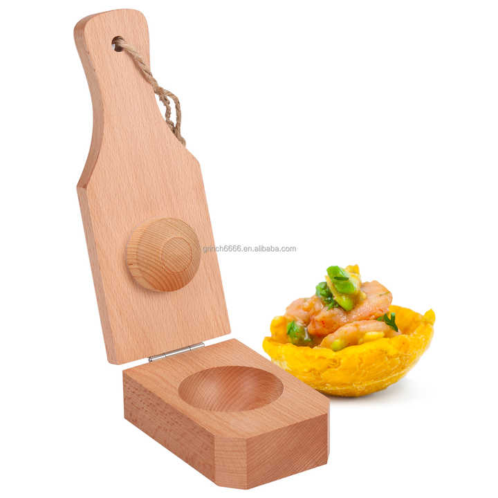 Wooden Green Plantain Smasher - Tostonera Press Tostones