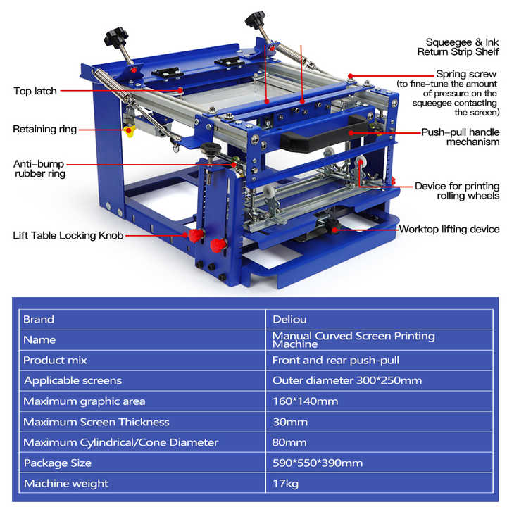 Hand Toroidal Screen Printer - Manual Curved Stainless Steel for Label ...