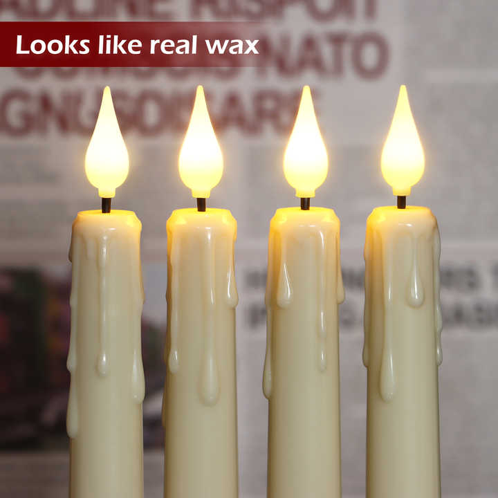 8'' Rechargeable Flickering Flameless LED Candles Taper Remote Control ...