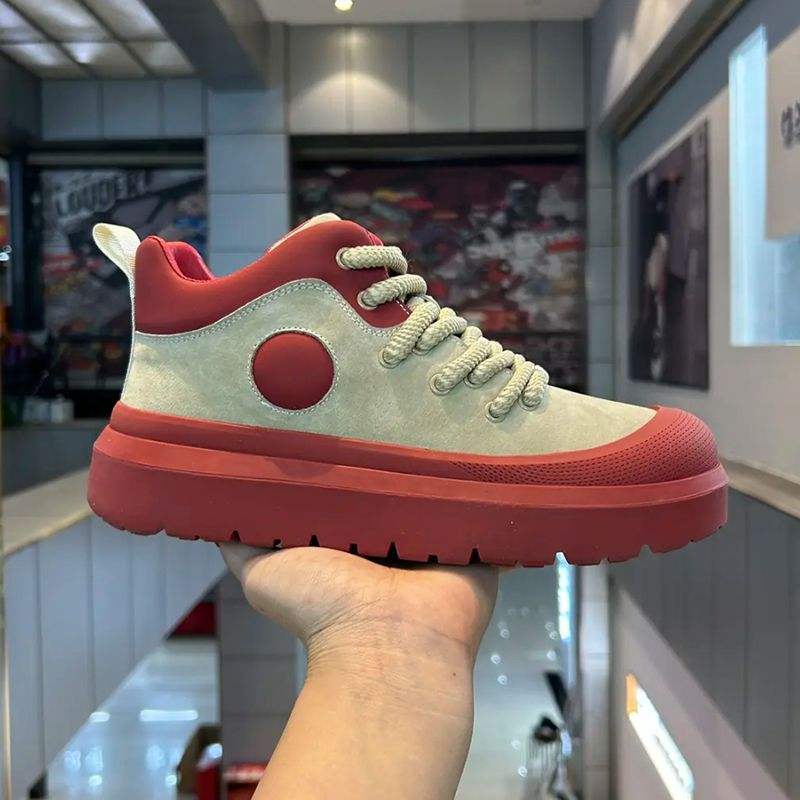 Men's High-top Lace-up Synthetic Leather Thick-soled Sports Casual ...