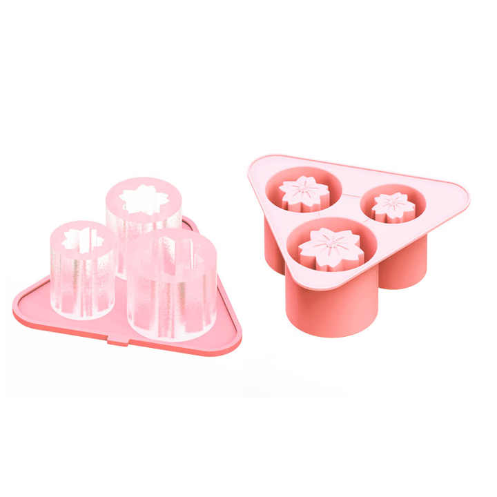 Summer Reusable Quick Frozen Drink Triangle Silicone Ice Cube Mold with ...