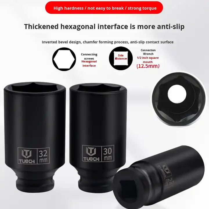 15 Small Air Impact Wrench Hexagonal Sockets 1/2 Pneumatic Extended ...